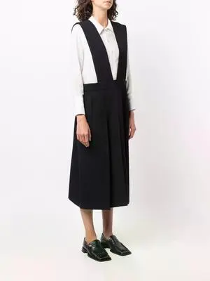 Comme Des Garçons 2000s Pleated Midi Skirt With Suspenders