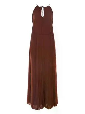 Elizabeth And James Pleated Halterneck Maxi Dress - Brown