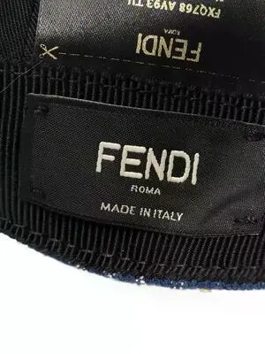 Fendi Ff Logo Denim Cap - Blue