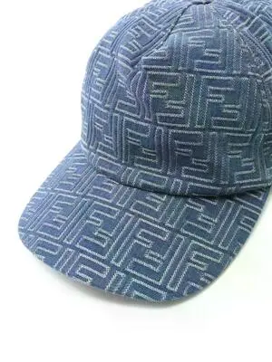Fendi Ff Logo Denim Cap - Blue
