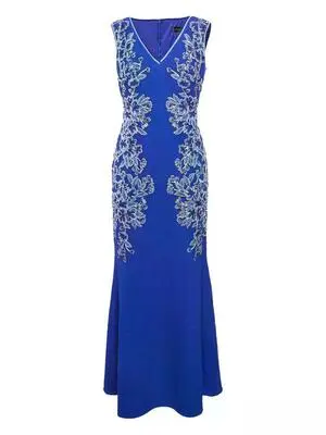 Tadashi Shoji Floral-embroidered Maxi Dress - Blue