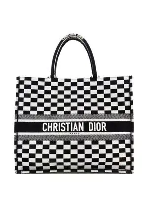 Dior Book Embroidered Canvas Large Tote Bag - Black