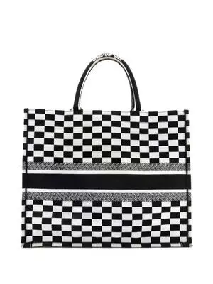 Dior Book Embroidered Canvas Large Tote Bag - Black