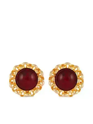SUSAN CAPLAN 1990s Cabochon-Embellished Clip-On Earrings