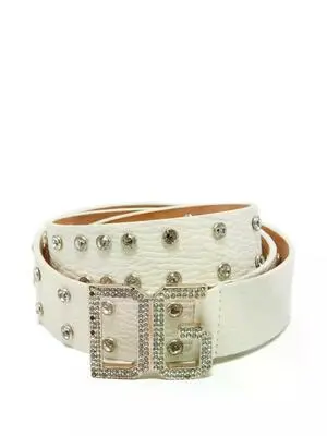 Dolce & Gabbana Dg Buckle Crystal-embellished Belt - White