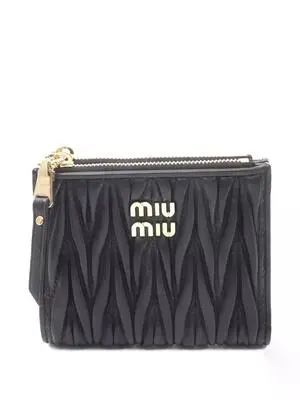 Miu Miu F2020s Matelassé Bi-fold Leather Wallet - Black