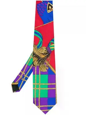 Versace 1990s Graphic-print Silk Tie - Red