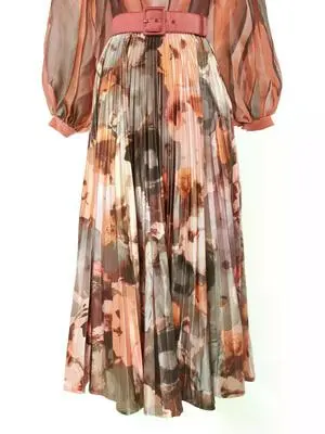 André Laug Vintage Floral-print Pleated Maxi Dress
