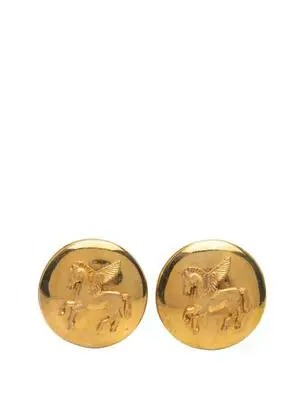 Hermès 20th Century Plated Pegasus Clip On Earrings - Gold
