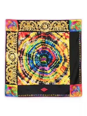 Versace 1990s Baroque Tie-dye Scarf - Black