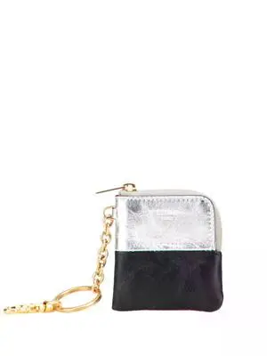 Celine 2012-2018 Bicolor Leather Key Ring Coin Pouch - Black