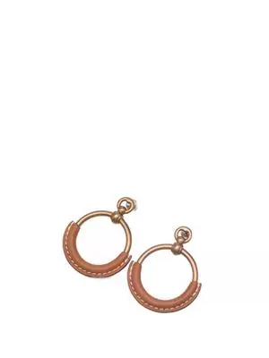 Hermès Gold Plated Barenia Loop Stud Earrings - Brown