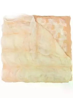 Issey Miyake 2000s Creased Effect Sheer Silk Scarf - Neutrals