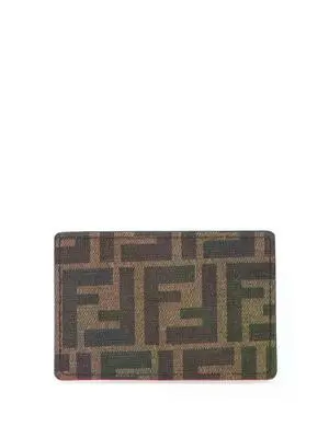 Fendi 2010-2025 Zucca Coated Canvas And Leather Card Holder - Black