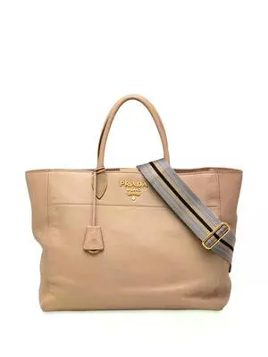 Prada Vitello Phenix Open Convertible Tote Satchel - Brown