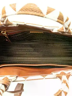 Prada Small Canvas Symbole Triangolo Satchel - Brown