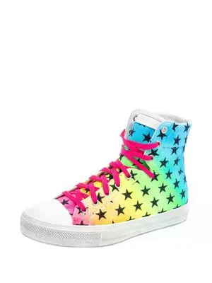 Amiri Star-print Leather High-top Sneakers - Blue