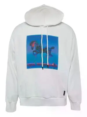 COUNTY OF MILAN Horse-print Hoodie - White