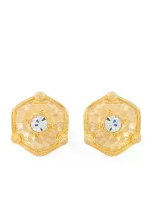 SUSAN CAPLAN 1980s Crystal Clip-on Earrings - Gold