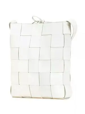 Bottega Veneta Nappa Intrecciato Cassette Messenger Crossbody Bag - White