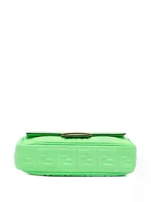 Fendi Zucca Embossed Leather Chain Baguette - Green