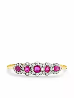 PRAGNELL 15kt Yellow Silver, Burmese Ruby And Diamond Bangle - Gold