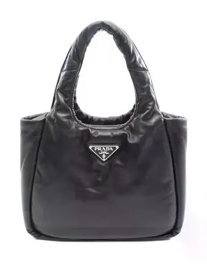 Prada 2010s Triangle-logo Leather Tote Bag