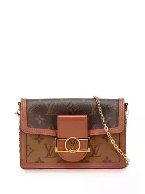 LOUIS VUITTON Monogram Reverse Dauphine Wallet On Chain - Brown