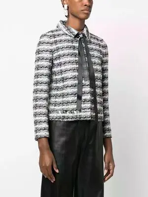 Valentino Garavani 2000s Woven Jacket With Pussy-bow Collar
