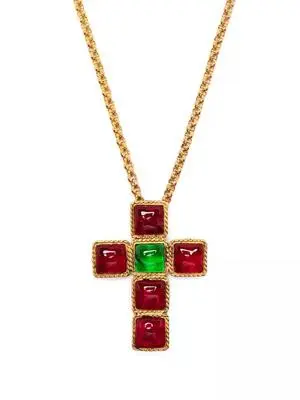 Gripoix Cross Pendant Chain Necklace