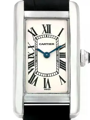 Cartier 2000 18k Gold Tank Américaine 19mm - White