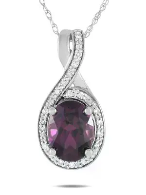 LB EXCLUSIVE 14k White Gold Garnet And Diamond Necklace - Silver