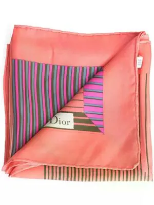 Dior 1970s Striped Silk Scarf - Pink