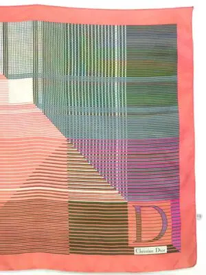 Dior 1970s Striped Silk Scarf - Pink