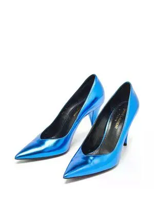 Saint Laurent 90mm Metallic Leather Pumps