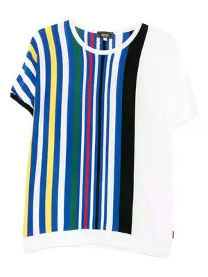 Versace 2000s Striped Cotton Sweater - White
