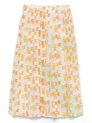 Hermès 1970s Mix-print Midi Skirt