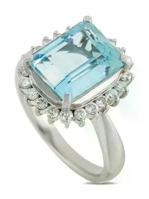 LB EXCLUSIVE Platinum Diamond Aquamarine Ring