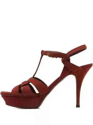 Saint Laurent 110mm Tribute Heeled Sandals - Red