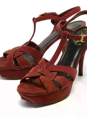 Saint Laurent 110mm Tribute Heeled Sandals - Red