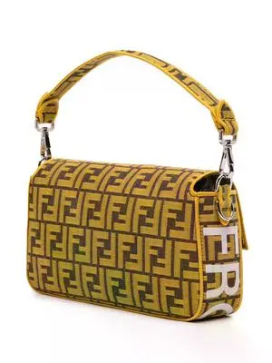 Fendi Zucca Embroidered Canvas Baguette Satchel - Yellow