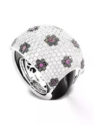 LB EXCLUSIVE 18k White Multi-stone Dome Ring