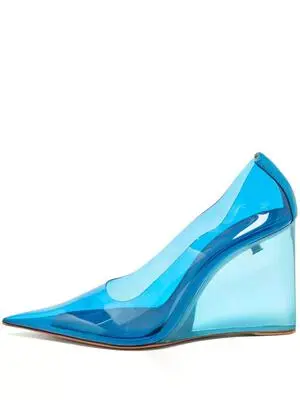 Amina Muaddi 95mm Transparent-design Wedge Pumps