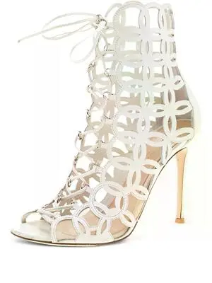 GIANVITO ROSSI 105mm Cut-out Heeled Sandals - White