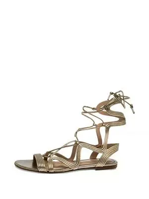 GIANVITO ROSSI Leather Flat Sandals - Metallic