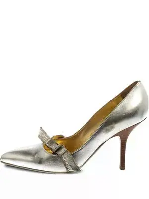 Roberto Cavalli 100mm Metallic Leather Pointed-toe Pumps - Silver