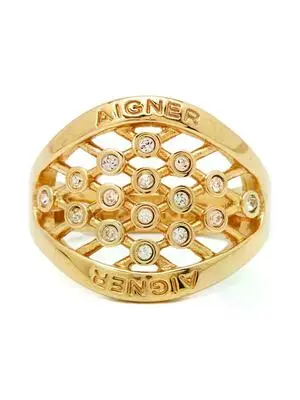 AIGNER Crystal-embellished Lattice Ring