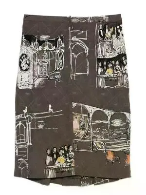 Hermès 1990s Pleated Print Skirt
