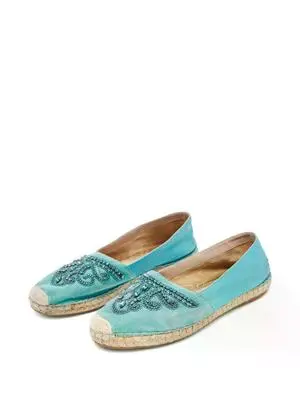 LE SILLA Embellished Jute Flat Espadrilles