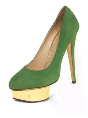 CHARLOTTE OLYMPIA 140mm Suede Platform Pumps - Green